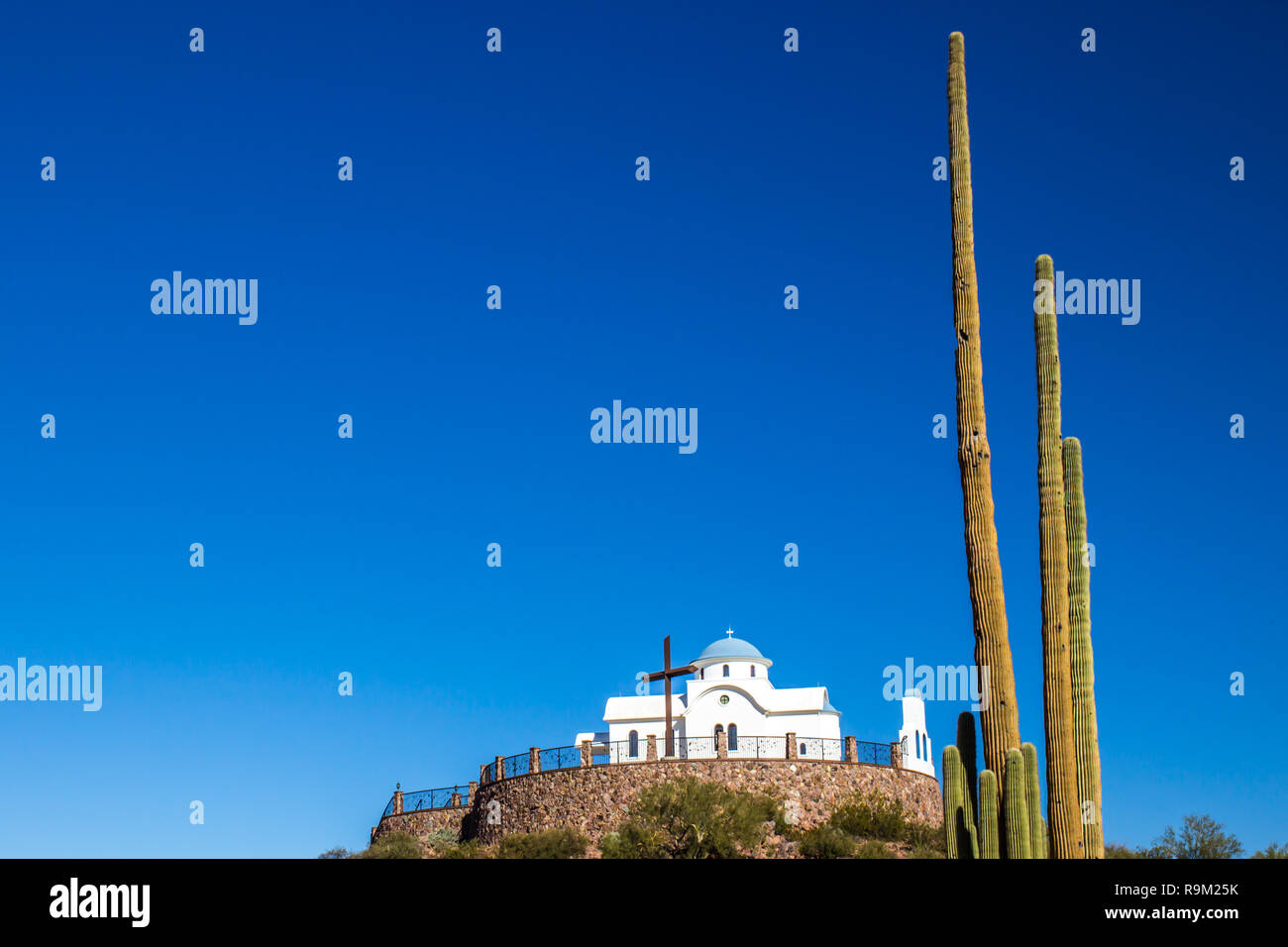 Monastery Chapel On Hilltop In Desert Stock Photo - Alamy