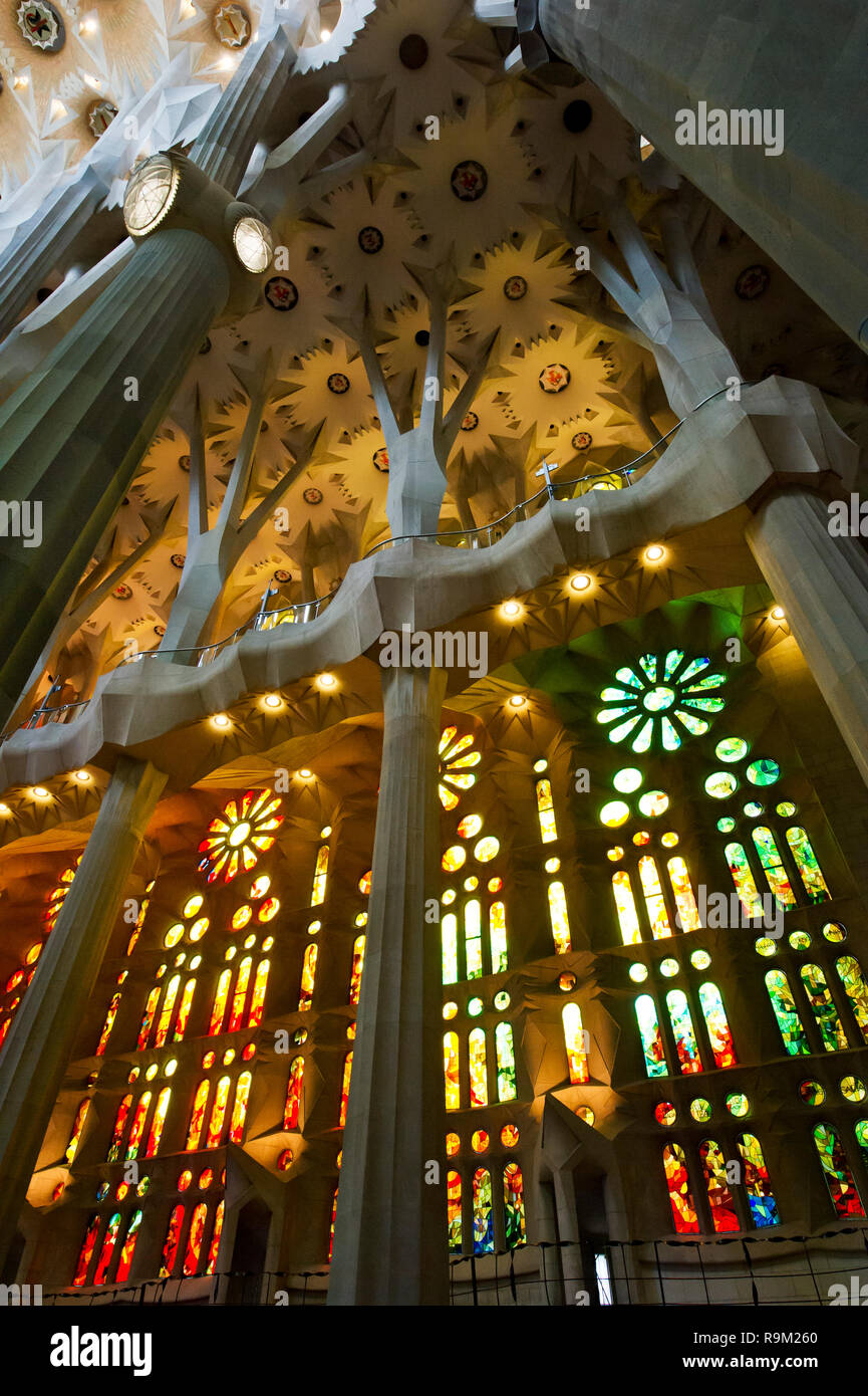 The stained glass windows of the Sagrada Familia designed by Antoni ...