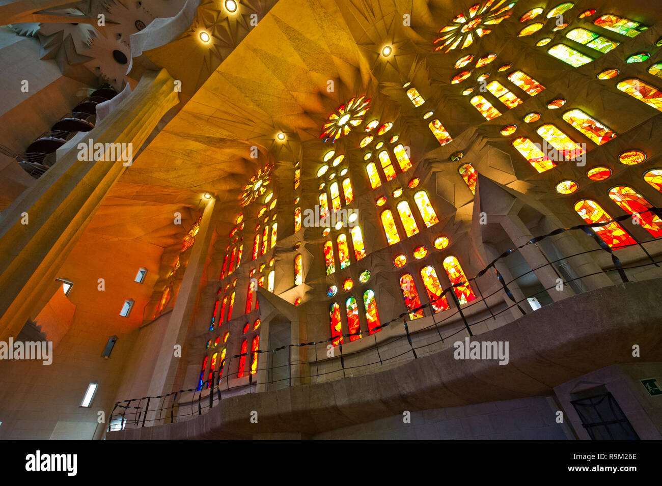 Bright rays of light shining through the stained glass windows inside ...