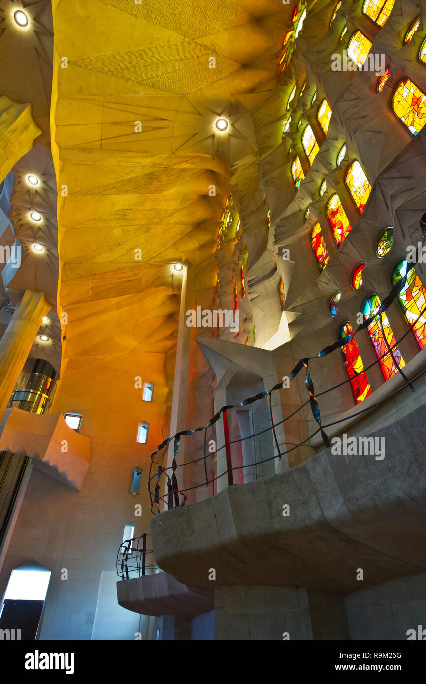 Bright rays of light shining through the stained glass windows inside ...