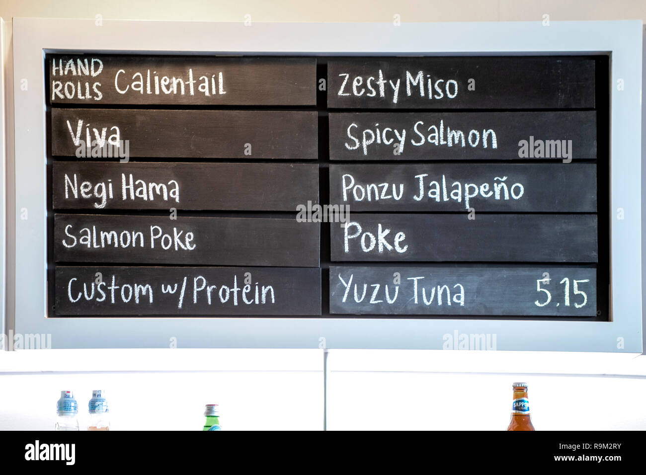 The wall display menu of a Costa Mesa, CA, Japanese fast food ...