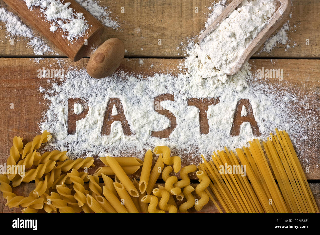 Pasta word with background Stock Photo - Alamy