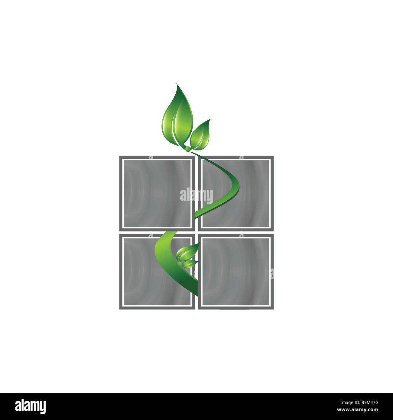 eco window logo with thin line house. concept of housing, alternative ...