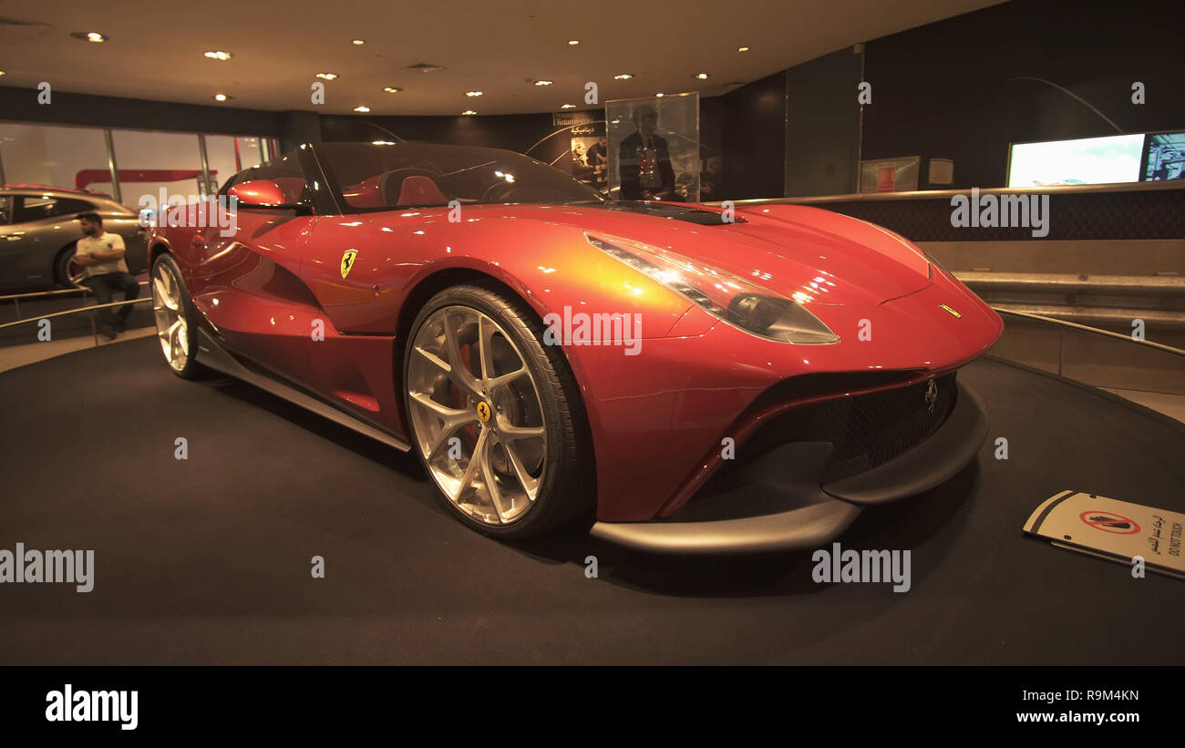 Exhibition car in a theme park Ferrari World Abu Dhabi Stock Photo - Alamy