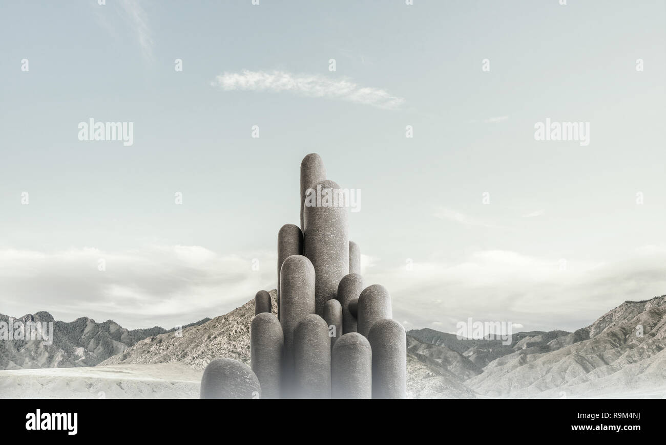 Multiple stone columns with breathtaking landscape Stock Photo - Alamy