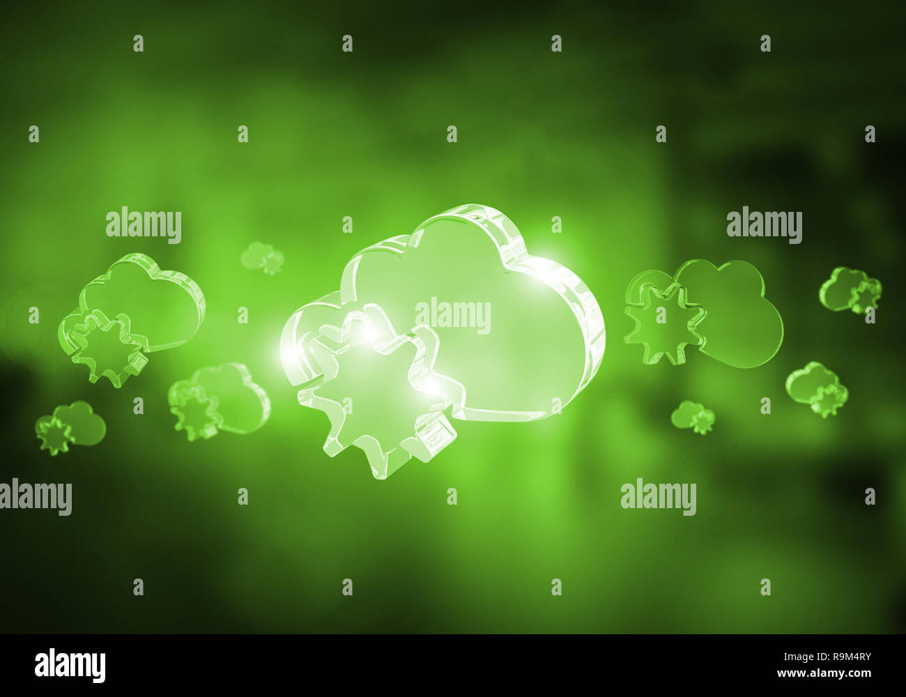 Wireless connection and cloud computing presented by blank cloud Stock ...