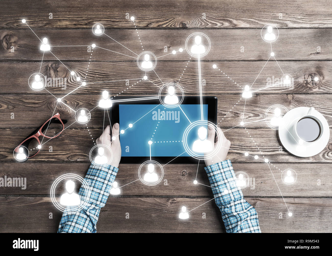 Concept of social communication and networking with social connection ...