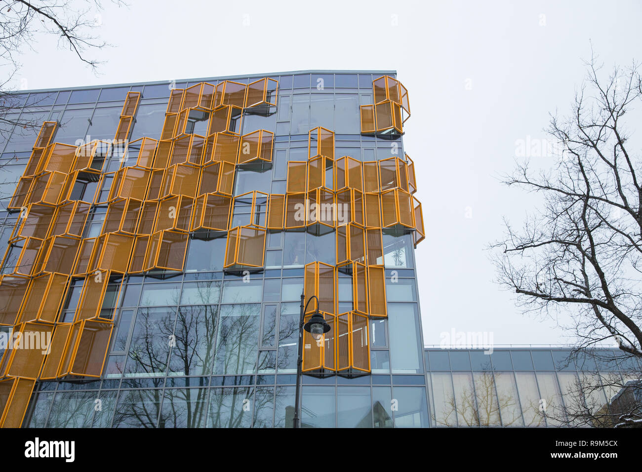 City Cesis, Latvia. Concert hall and buildings, street and urban view ...