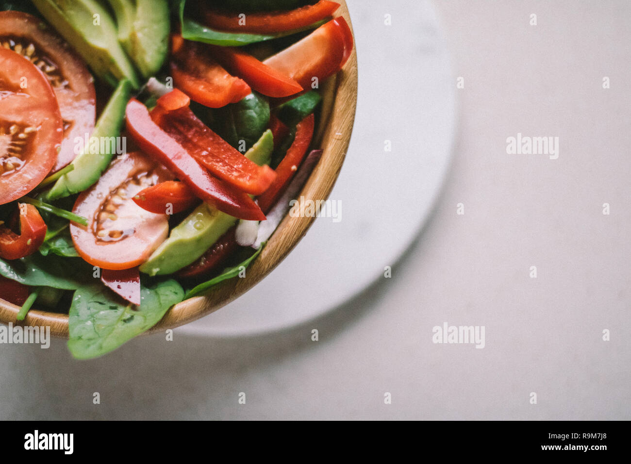 green vegetarian salad - diet and healthy eating recipes styled concept ...