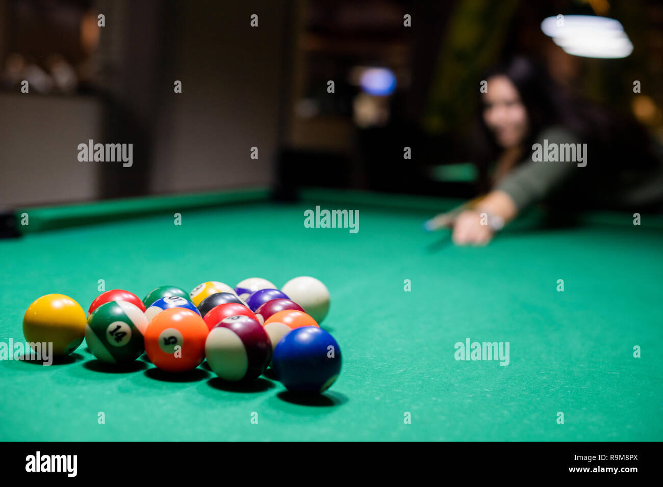 Billiard balls on the table ready for game Stock Photo - Alamy