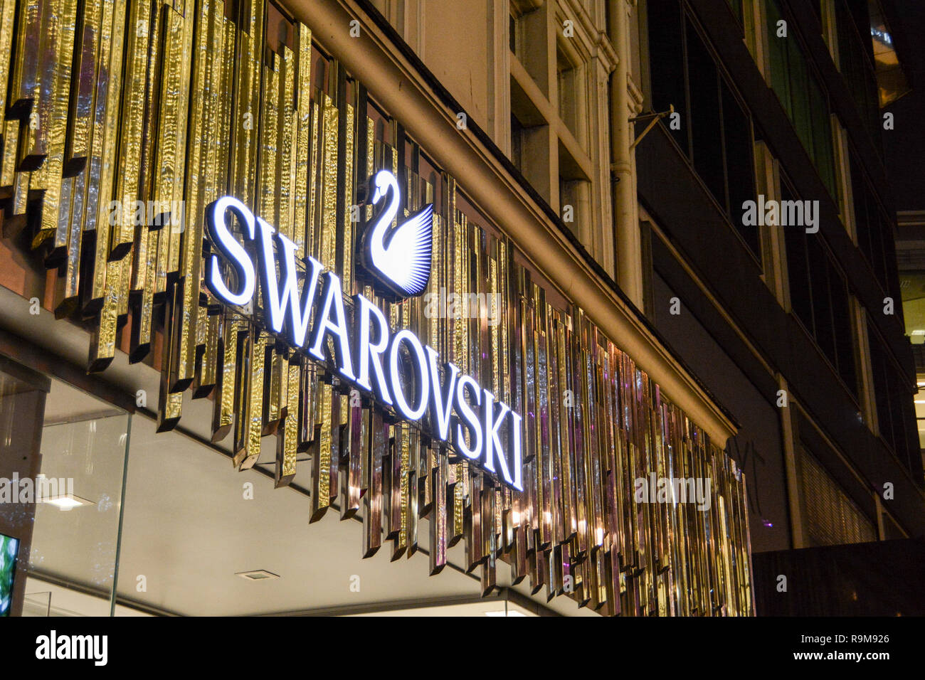 Signage outside Swarovski's Oxford Street store, London, UK Stock Photo ...