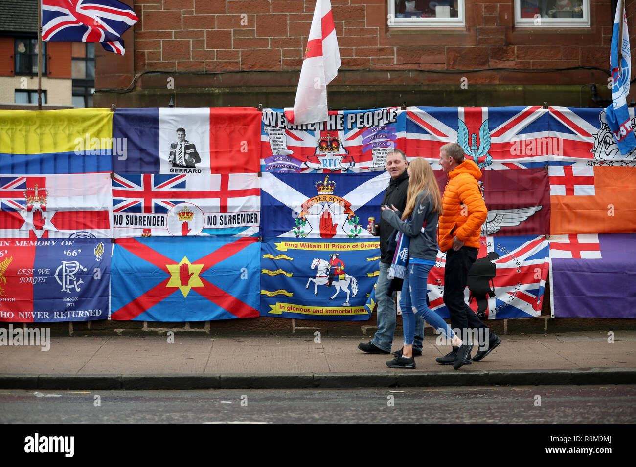 Rangers fans outside the stadium before the Scottish Premiership match ...