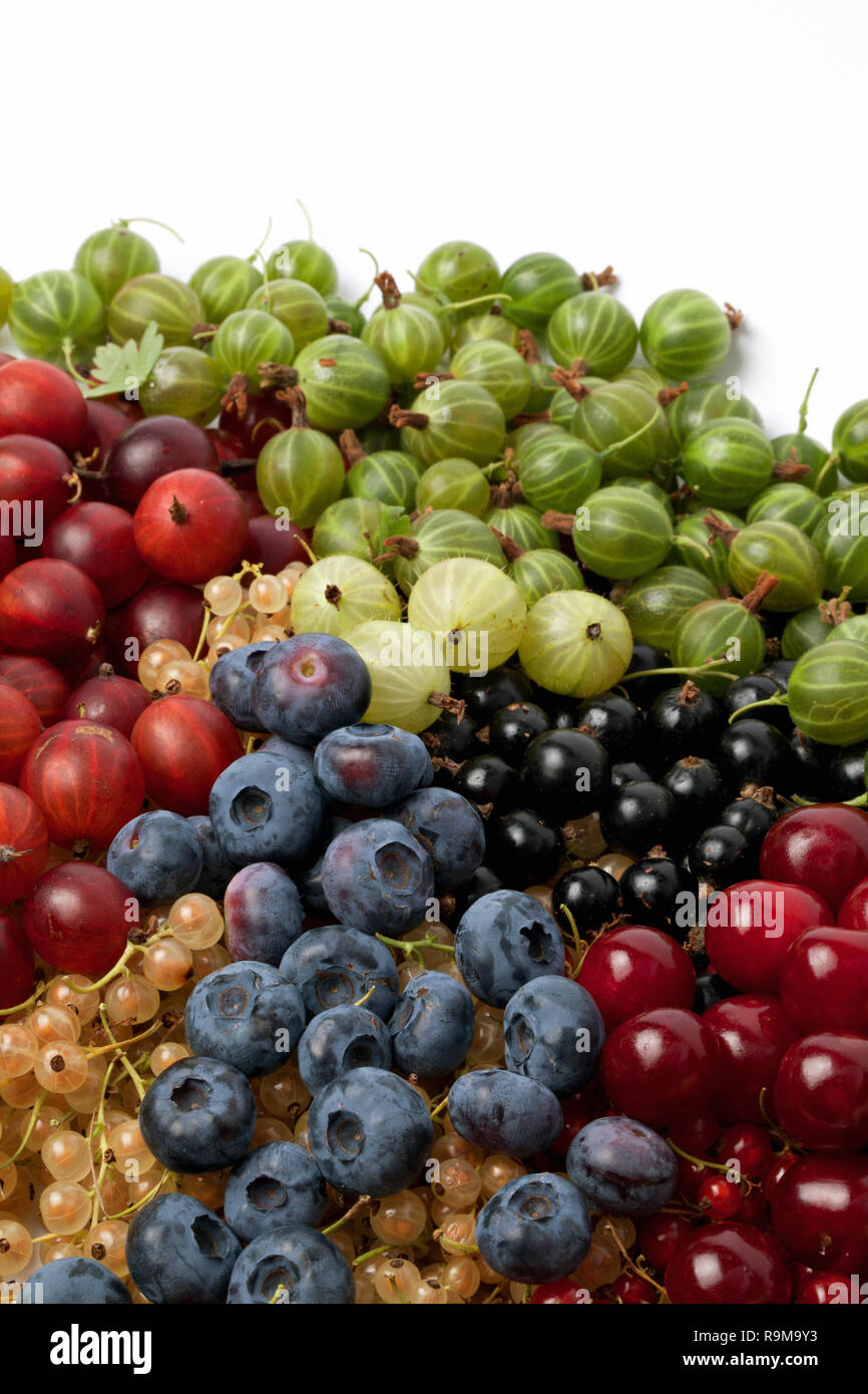 Different berries isolated on the white background Stock Photo - Alamy