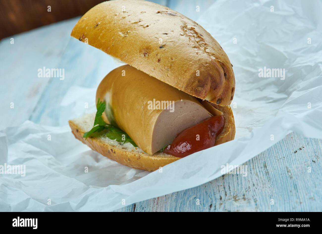 Hotsi - Finnish hot dog with pork sausage Stock Photo - Alamy