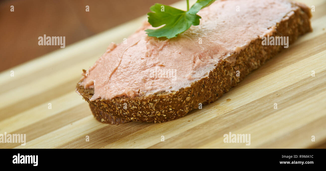 Rugbrod - Danish style rye bread with herring butter Stock Photo - Alamy
