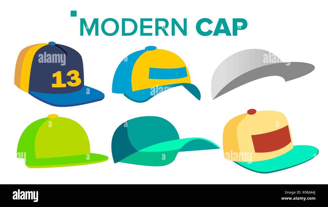 Summer Cap Set Vector. Man, Woman Headwear. Sport Uniform. For Children ...