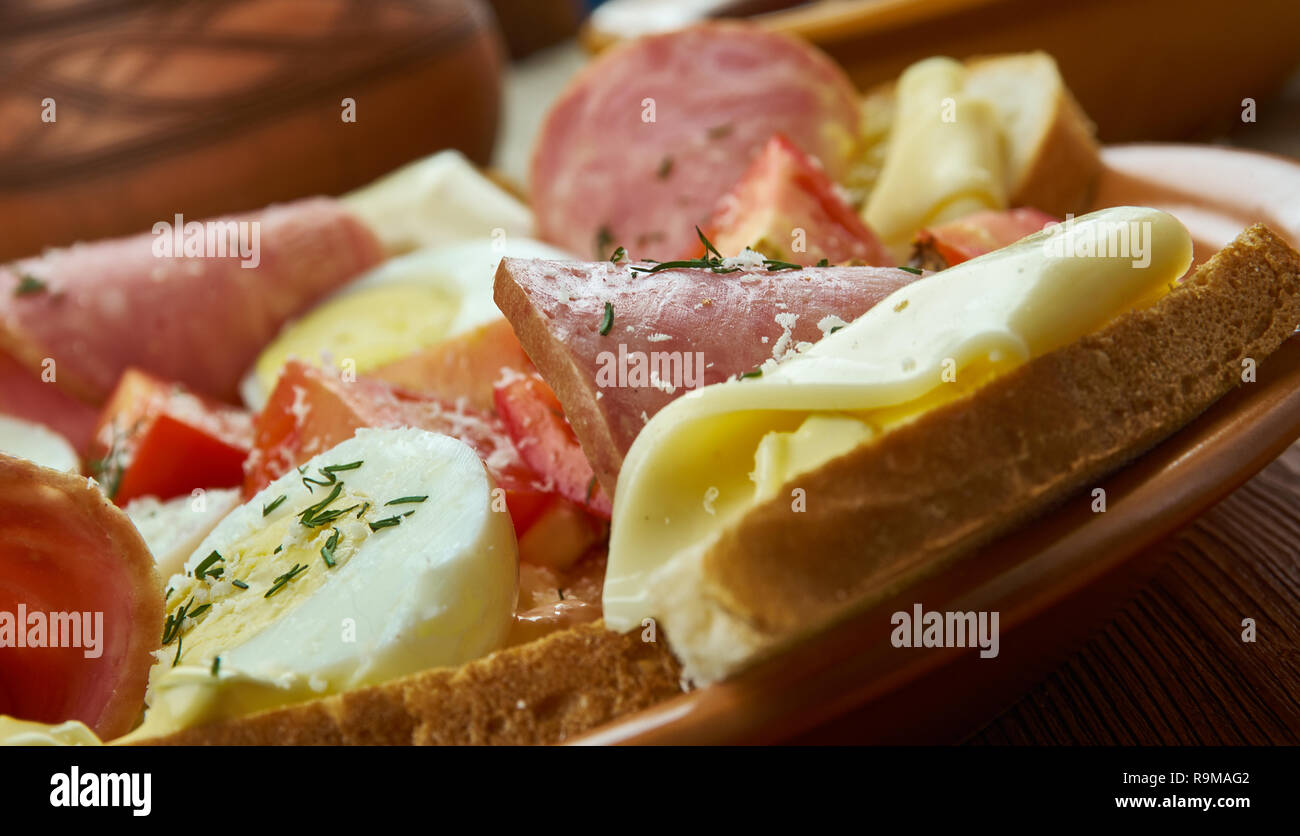 Oblozene chlebicky, open sandwich, Czech cuisine, Traditional assorted ...
