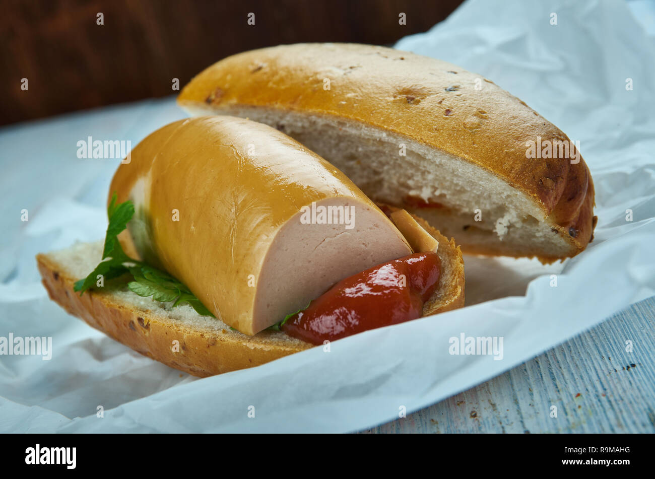Hotsi - Finnish hot dog with pork sausage Stock Photo - Alamy