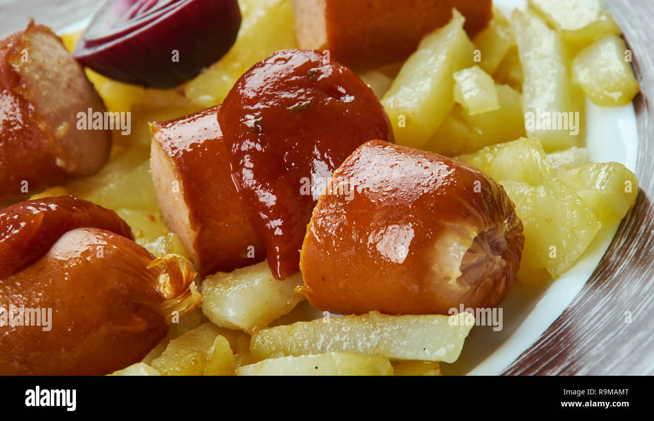 Polsemix - Denmark Potato Fry-up Sausage close up Stock Photo - Alamy