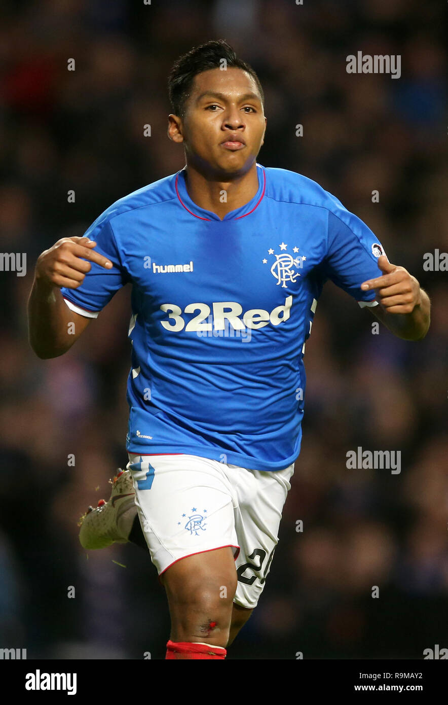 Rangers' Alfredo Morelos celebrates scoring his sides first goal during ...