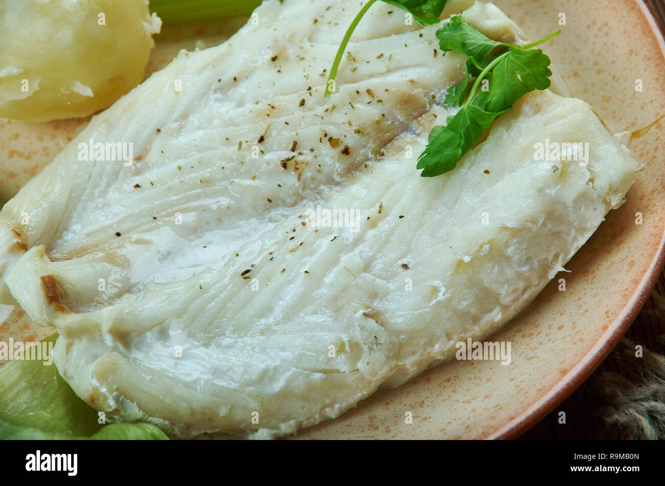Lutefisk, traditional dish of some Nordic countries, Norwegian cuisine ...