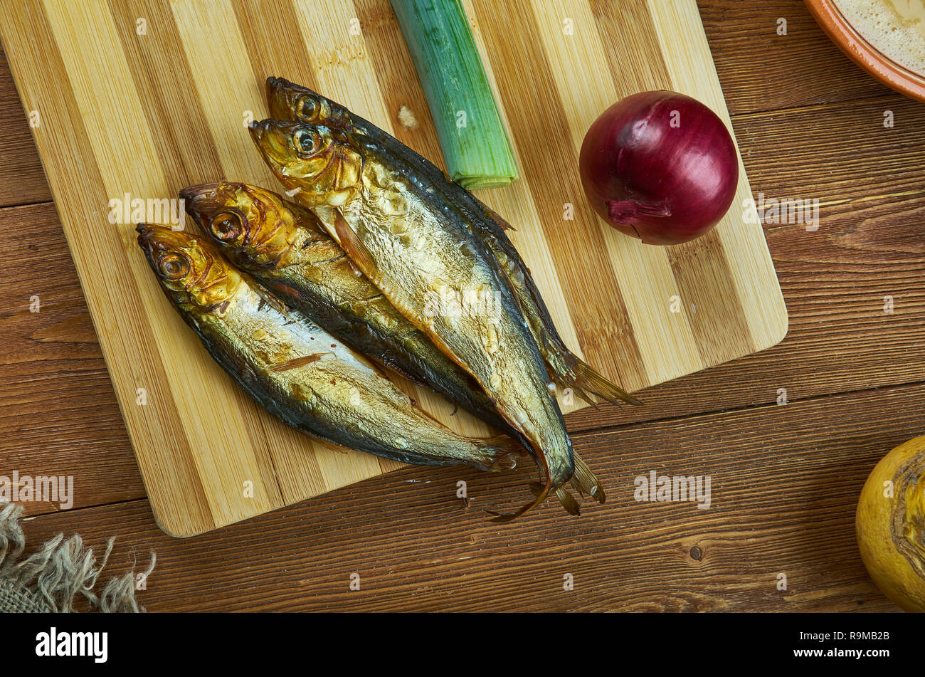 Bokling, hot-smoked herring similar to the kipper and the bloater ...