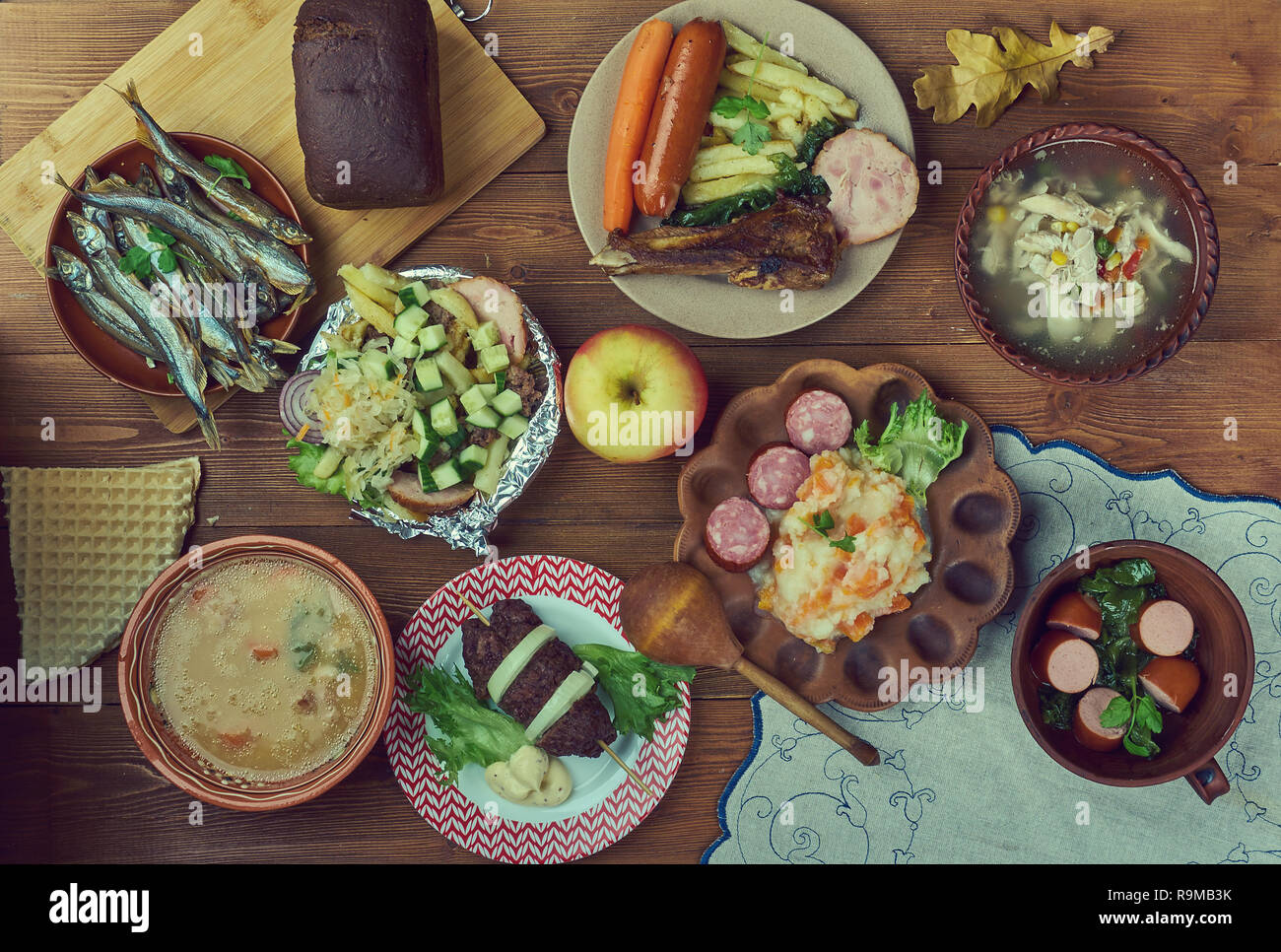 Dutch cuisine, Traditional assorted dishes, Top view Stock Photo - Alamy