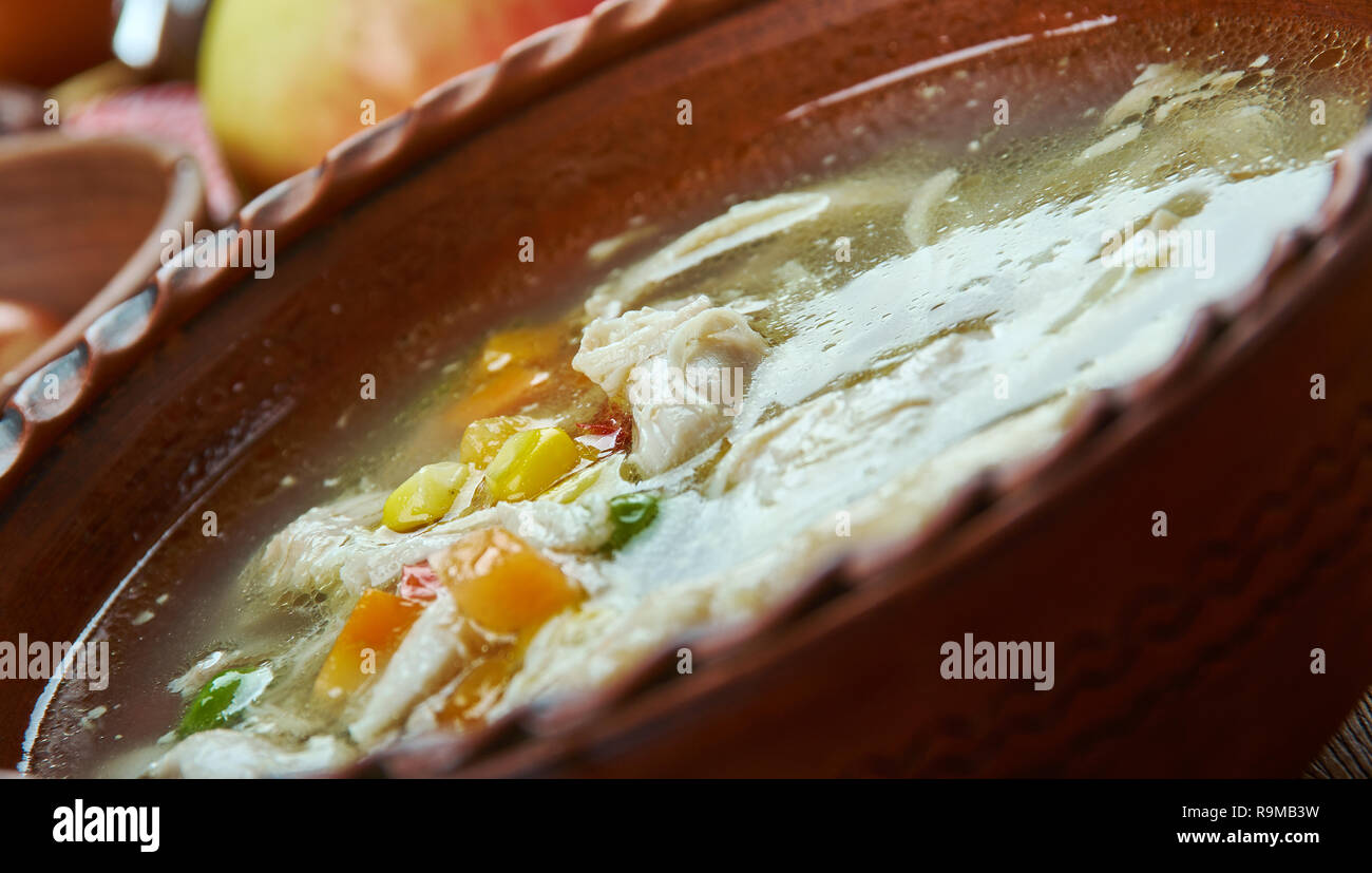 Rivels, chicken corn soup, Dutch cuisine, Traditional assorted dishes ...