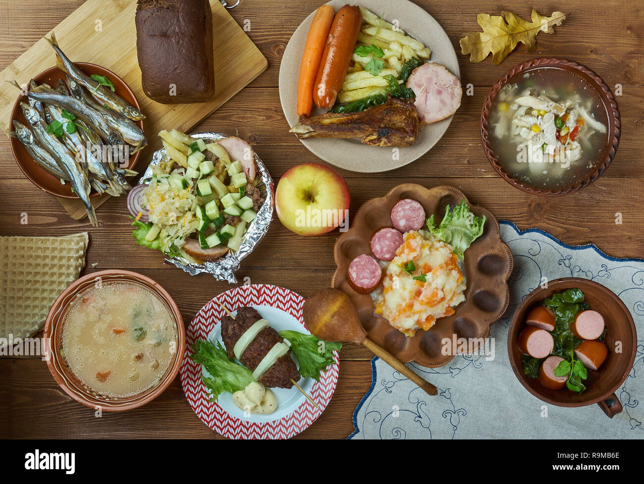 Dutch cuisine, Traditional assorted dishes, Top view Stock Photo - Alamy