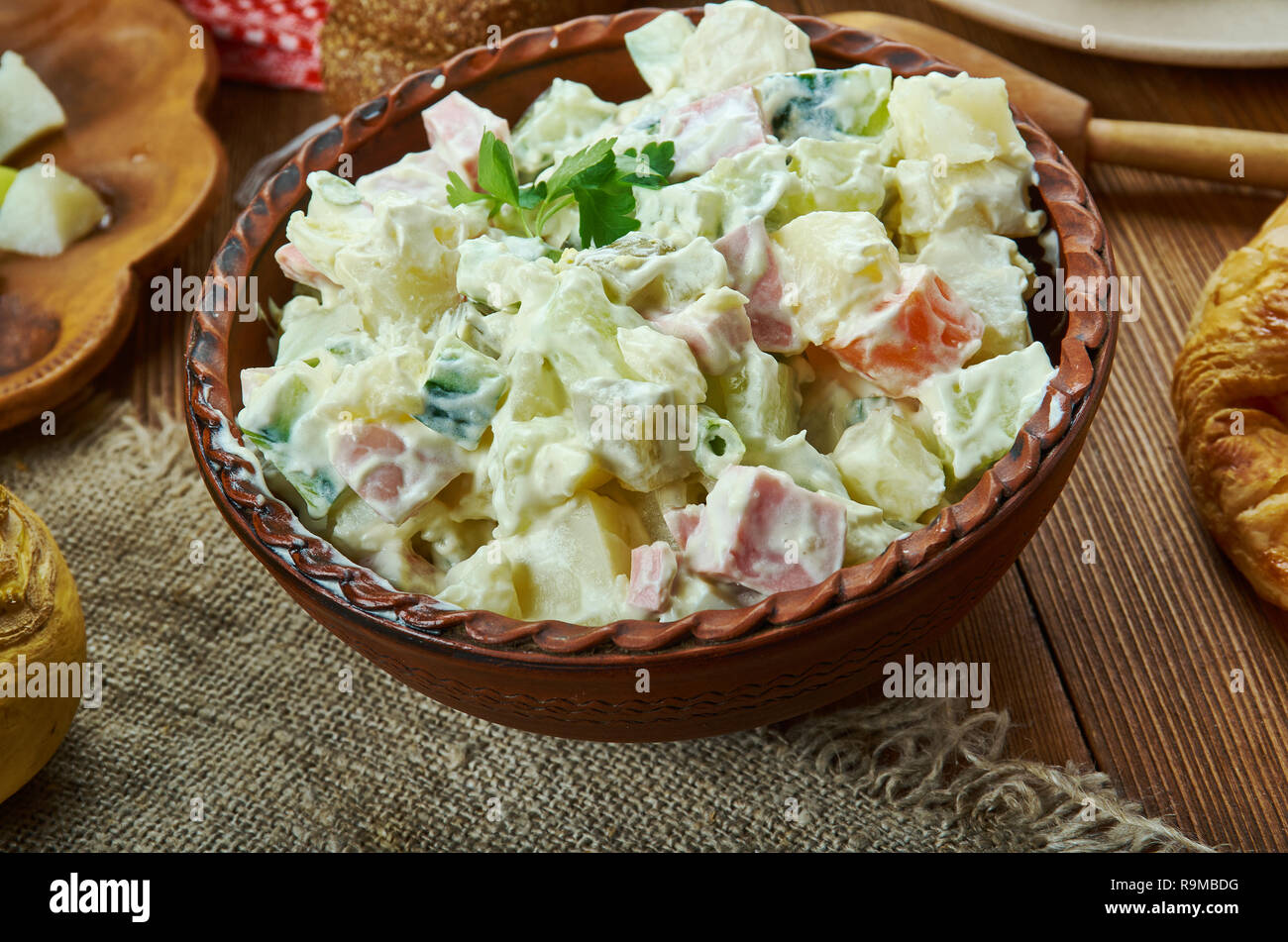 Rosols, Latvian Potato Salad, Latvian cuisine, Traditional assorted ...