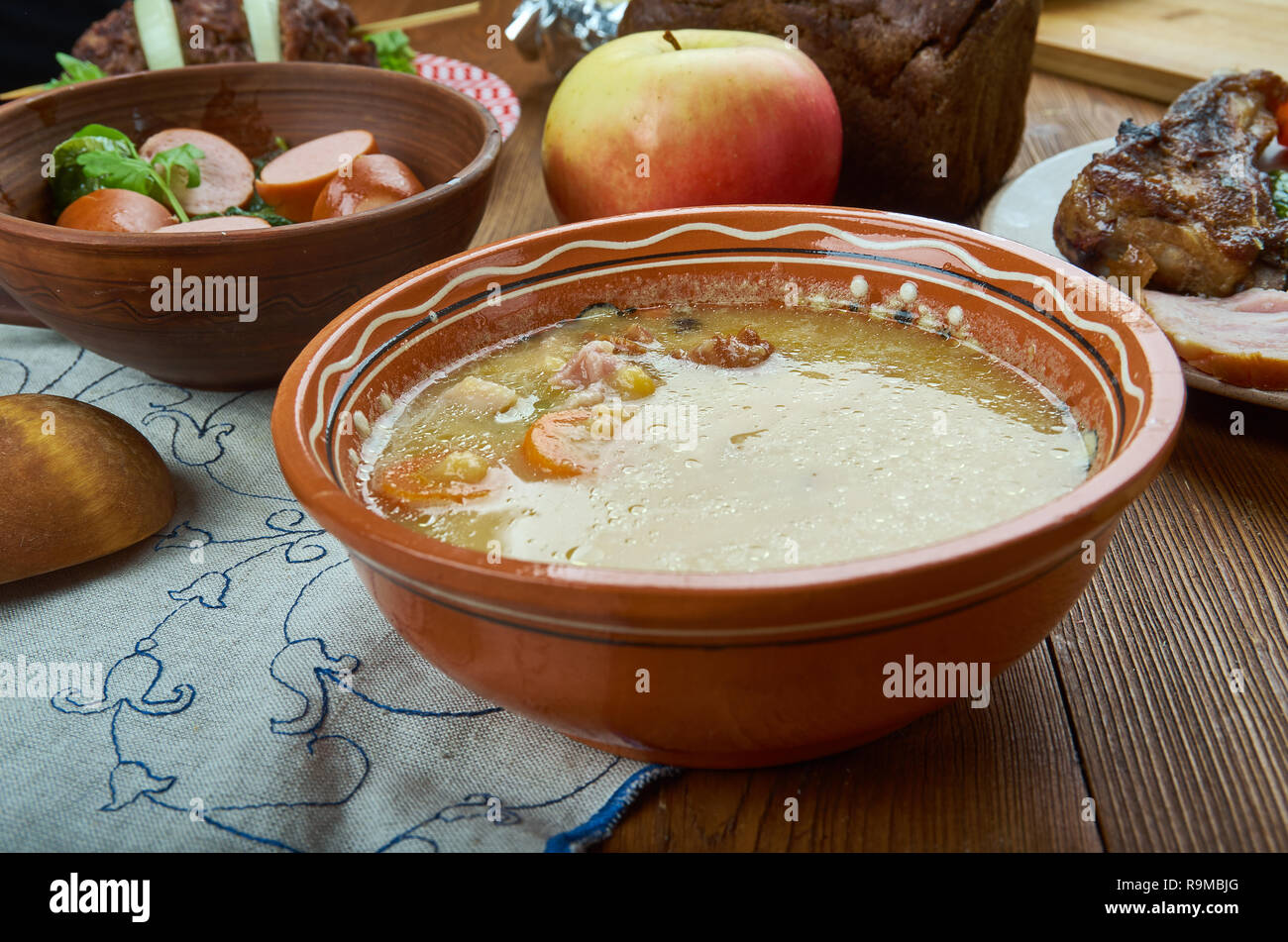 Erwtensoep, Split Pea Soup, Dutch cuisine, Traditional assorted dishes ...