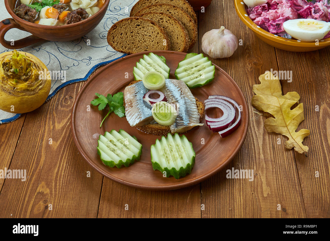 Kiluvoileib, Sprat Sandwich, Estonian cuisine, Traditional assorted ...