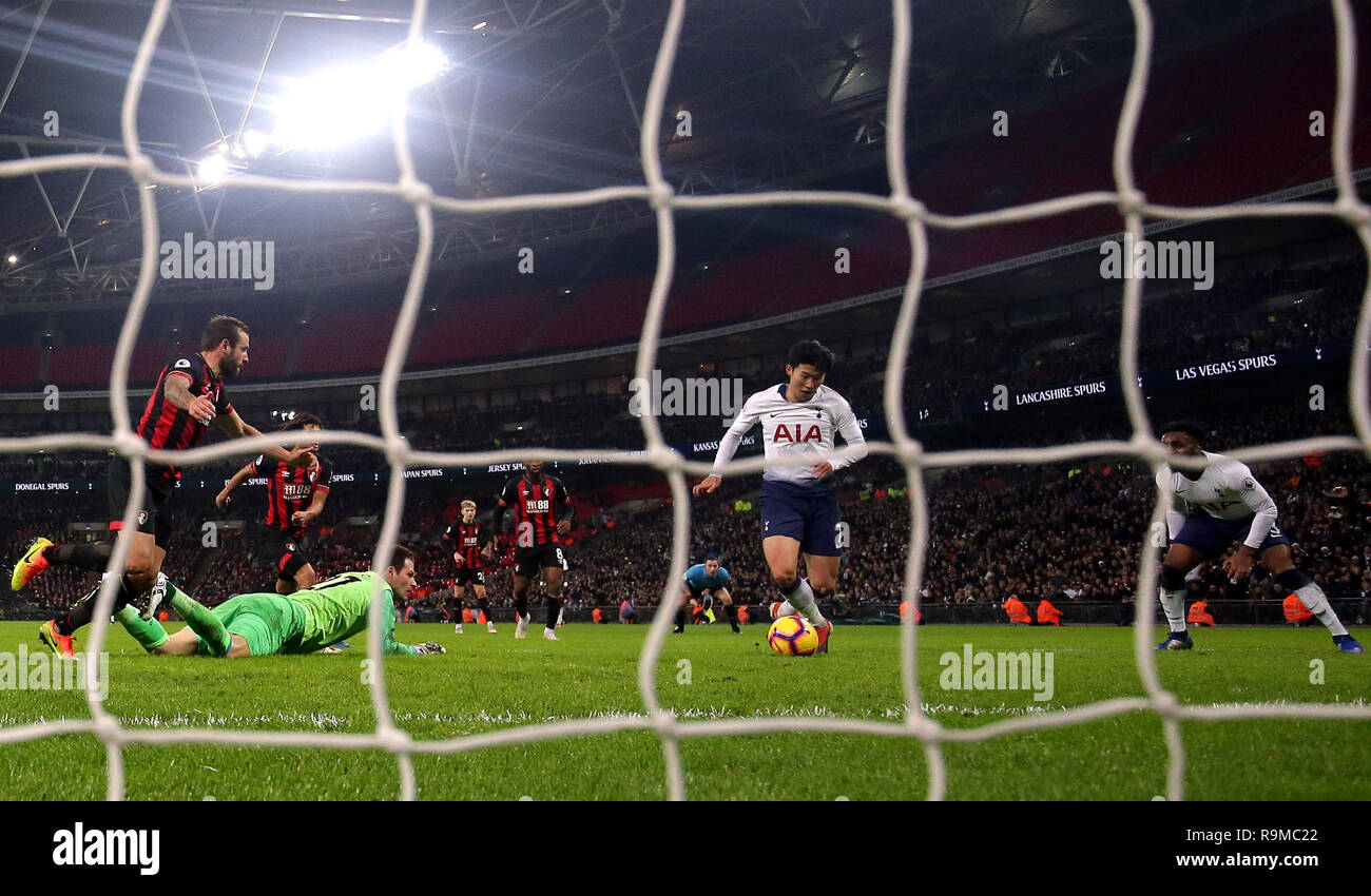 Tottenham Hotspur's Son Heung-min scores his side's fifth goal of the ...