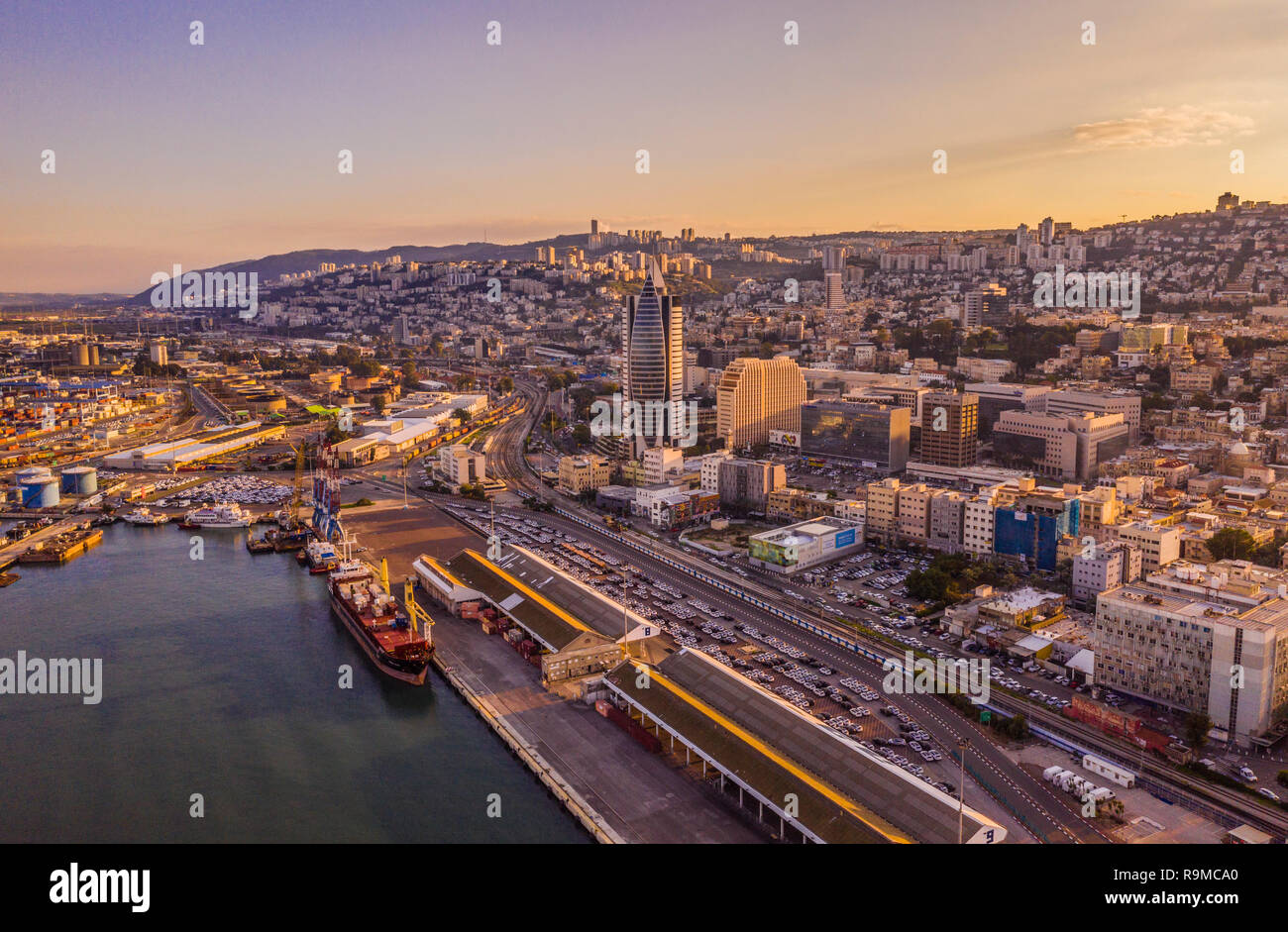 Aerial cargo ships at night hi-res stock photography and images - Alamy