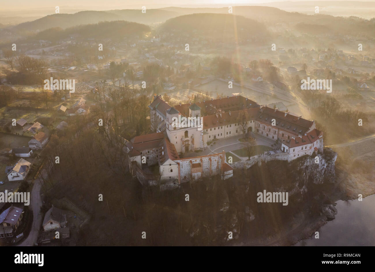 Benedictine abbey at Tyniec near Krakow, Poland. aerial Stock Photo - Alamy