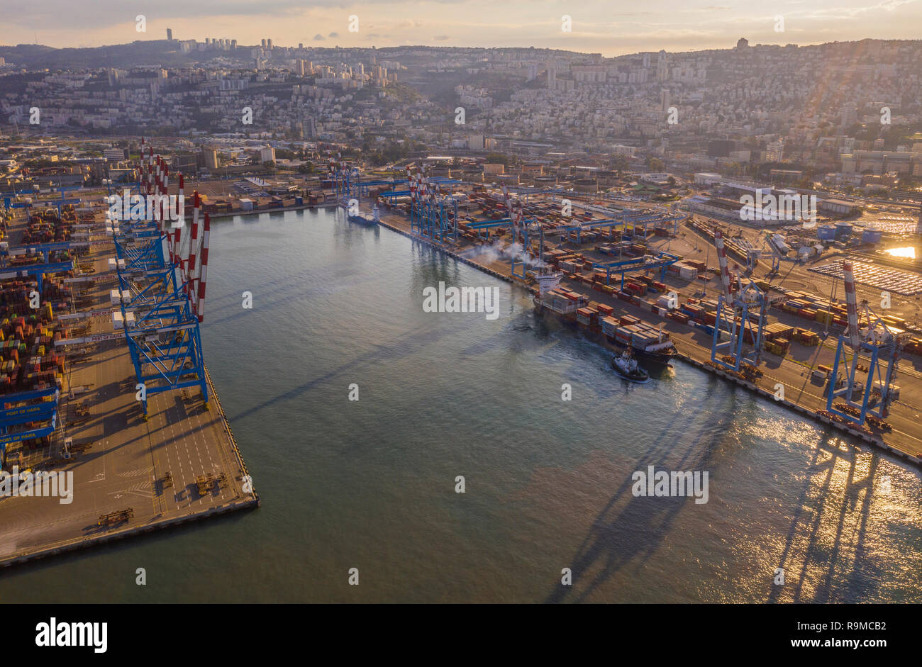 Haifa Industrial port aerial view Stock Photo - Alamy