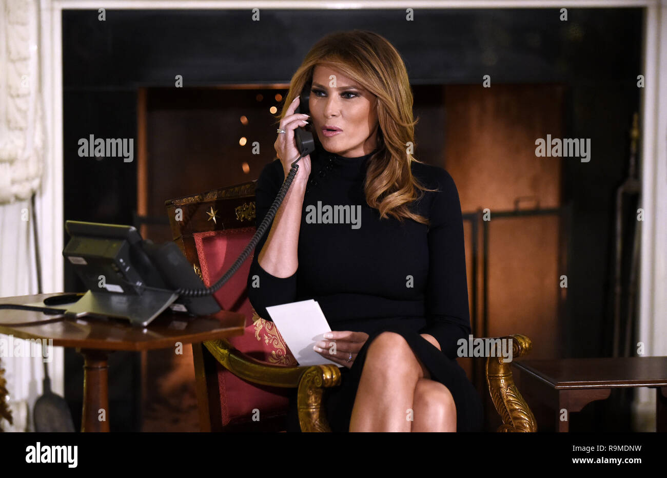 First Lady Melania Trump participates in NORAD Santa Tracker phone ...