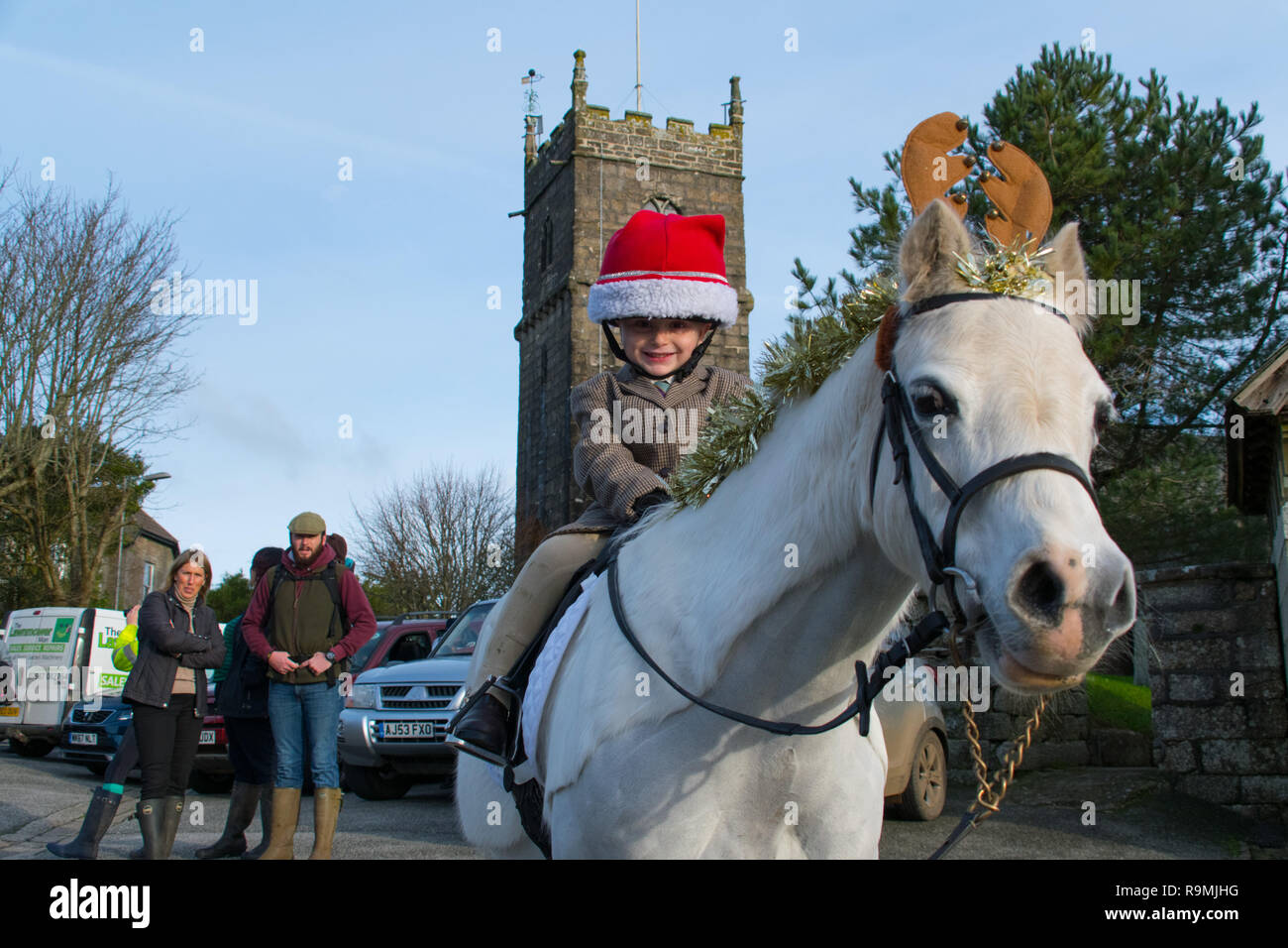 Madron, Near Penzance, Cornwall, UK. 26th December 2018. A young rider ...
