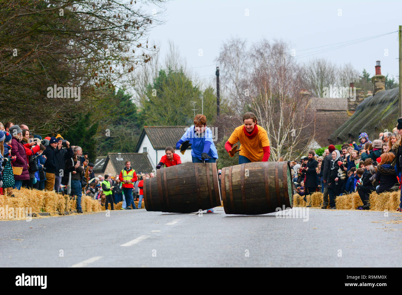 Grantchester Boxing day barrel rolling Stock Photo - Alamy