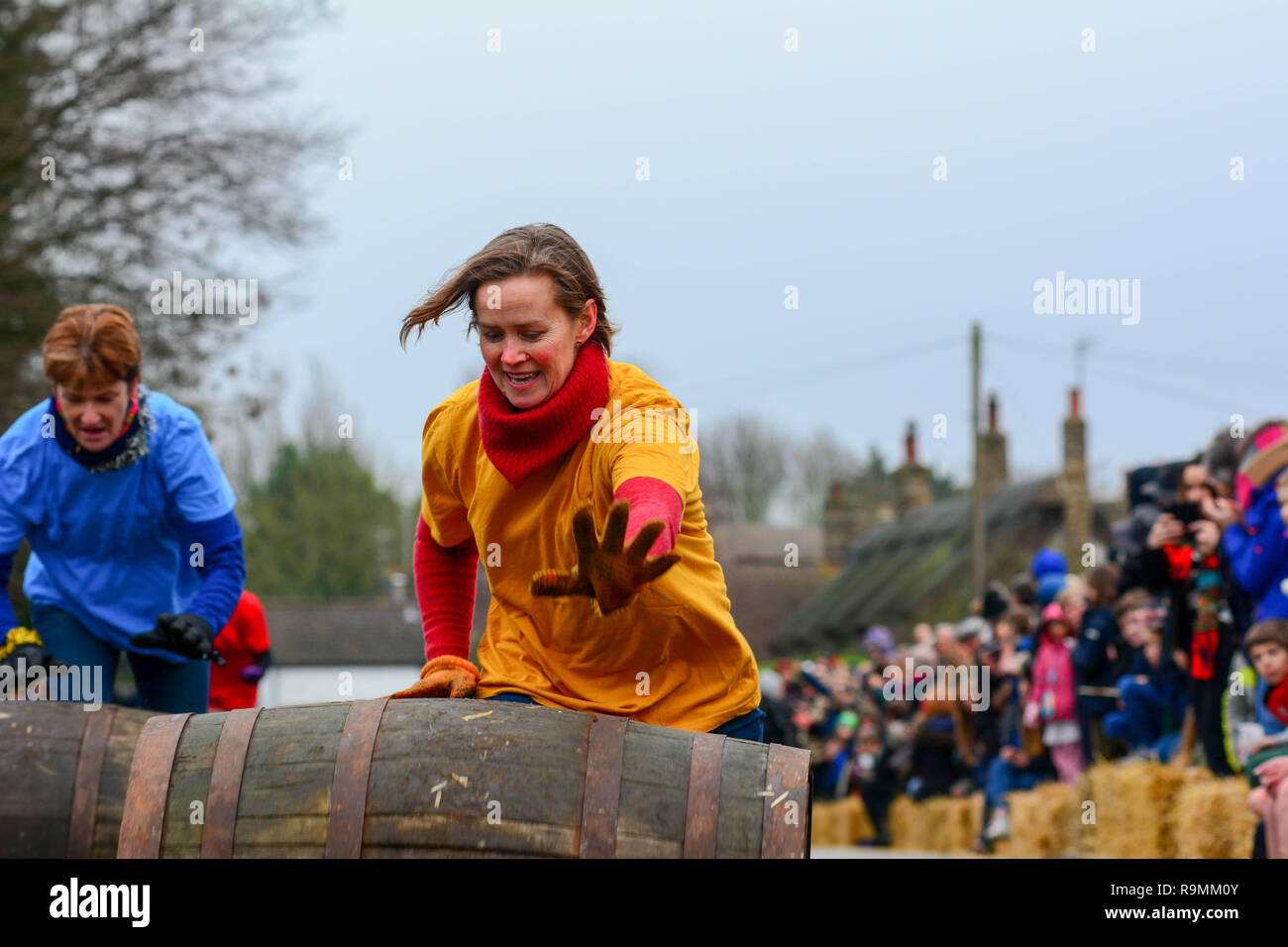 Grantchester Boxing day barrel rolling Stock Photo - Alamy