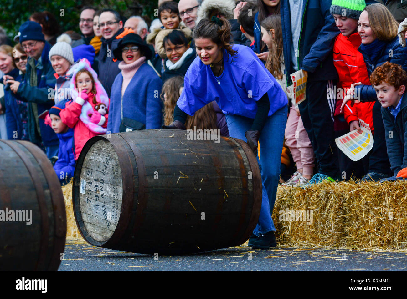 Grantchester Boxing day barrel rolling Stock Photo - Alamy