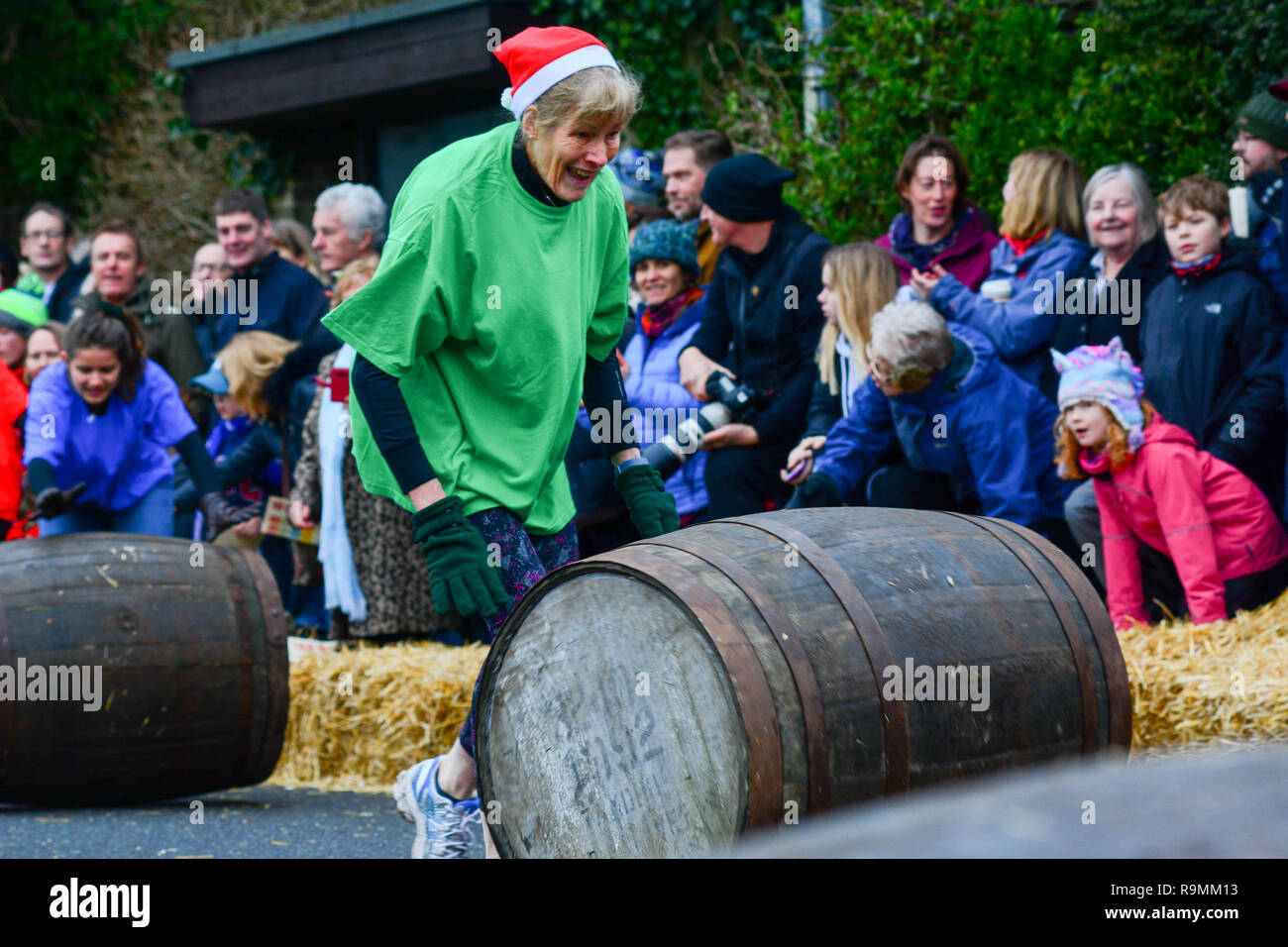 Grantchester Boxing day barrel rolling Stock Photo - Alamy