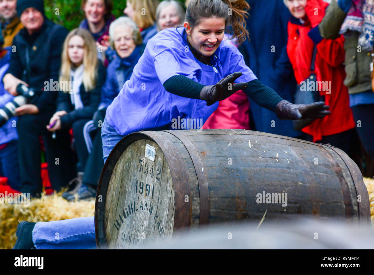 Grantchester Boxing day barrel rolling Stock Photo - Alamy
