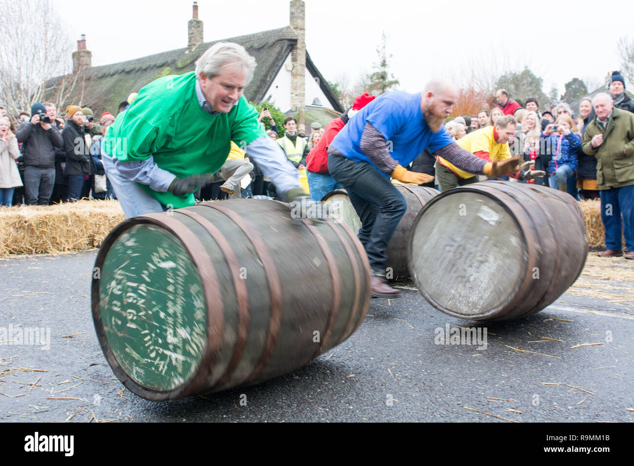 Grantchester Boxing day barrel rolling Stock Photo - Alamy