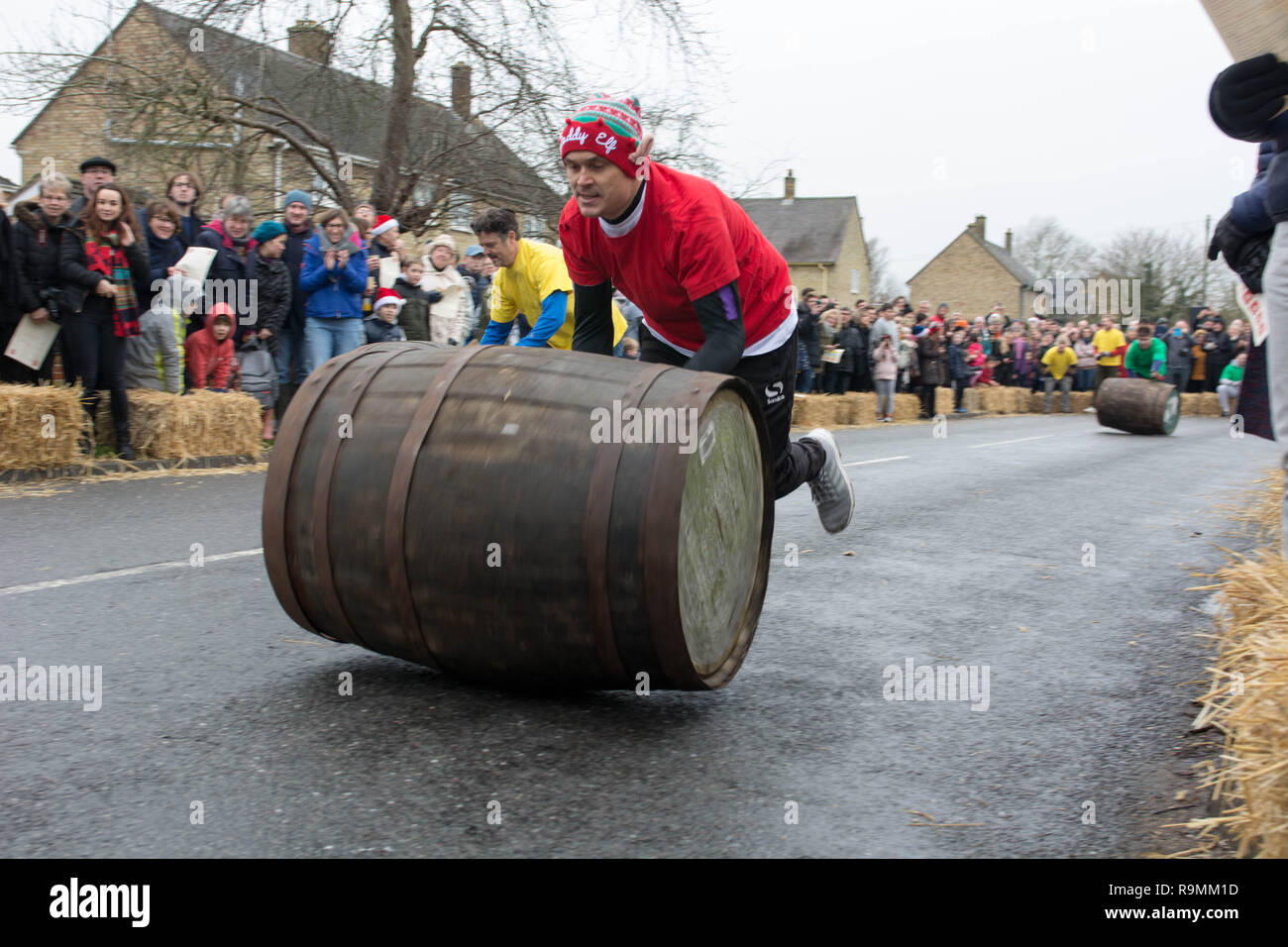 Grantchester Boxing day barrel rolling Stock Photo - Alamy