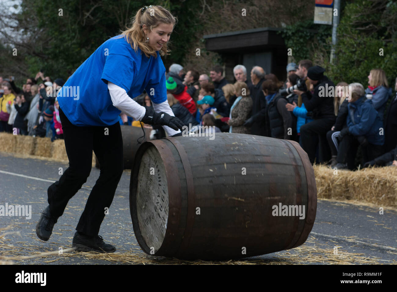 Grantchester Boxing day barrel rolling Stock Photo - Alamy