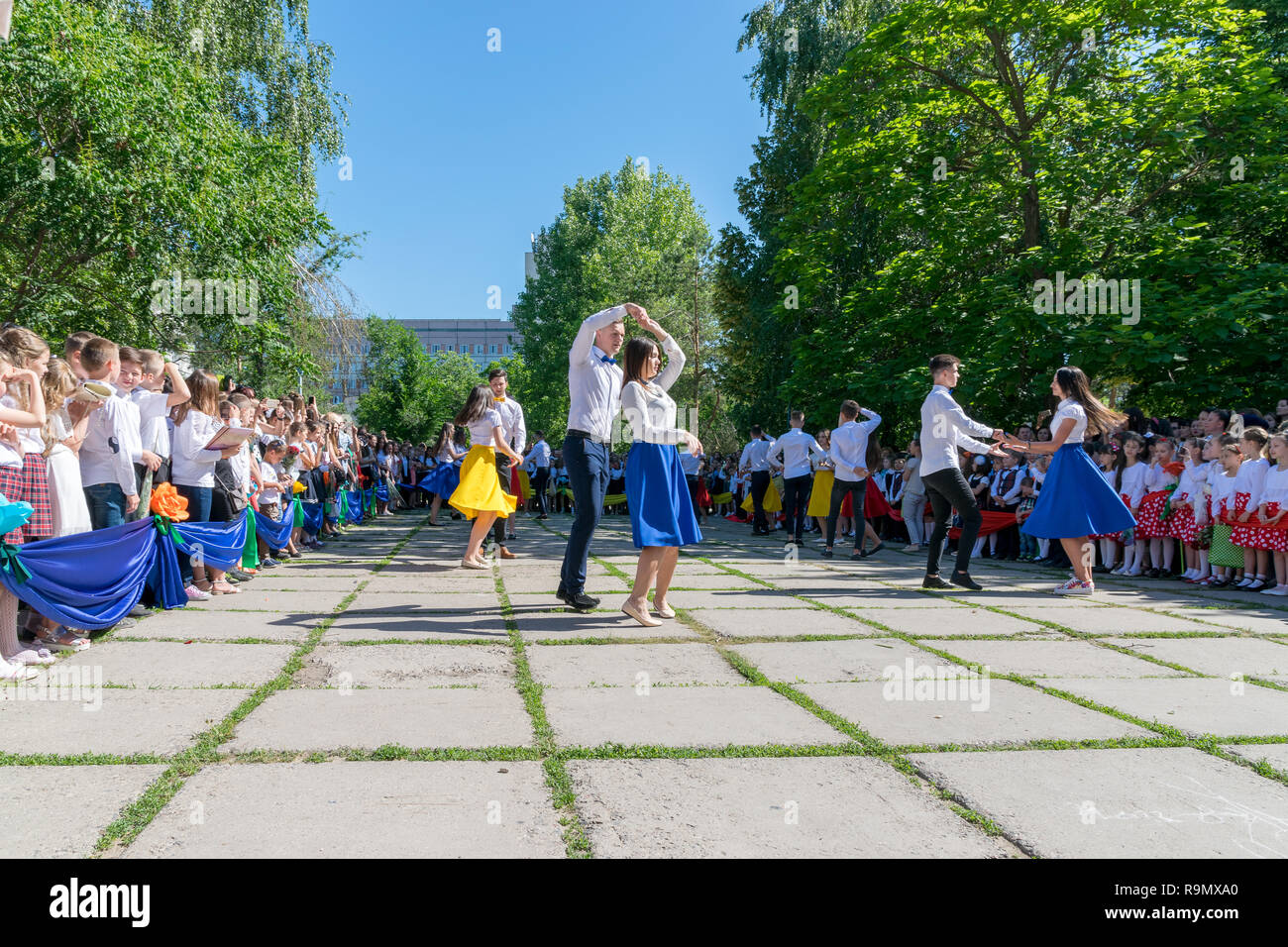 CHISINAU, MOLDOVA - MAY 31, 2018: The last dance for the high-school ...