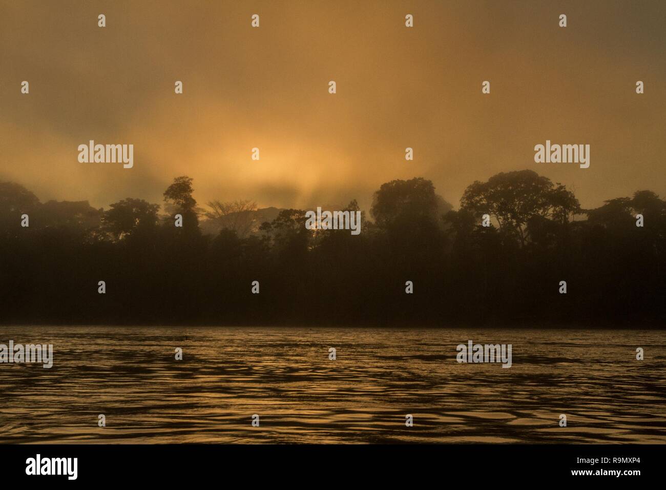Madre de Dios river in Manu National park with scenery of tropical rain ...
