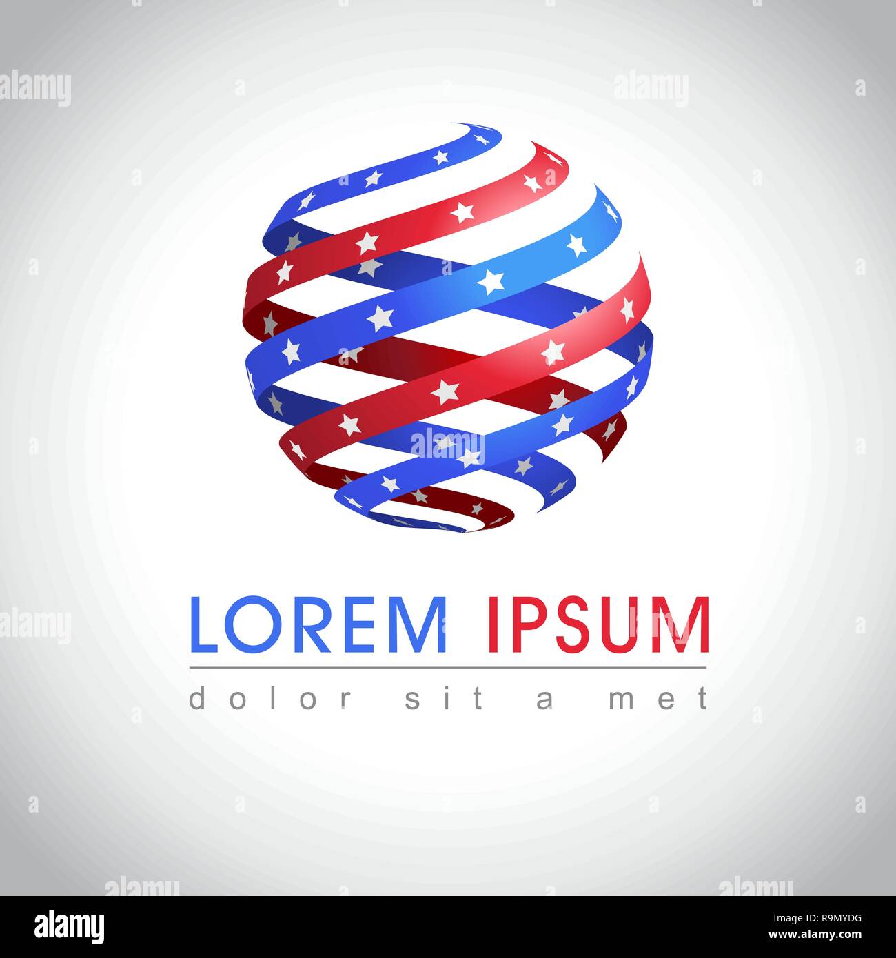 Abstract round shape American flag logo sample. US national symbol icon ...