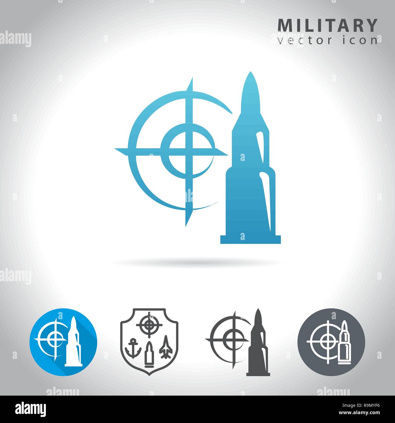 Military icon set, collection of bullet, target and army symbols ...